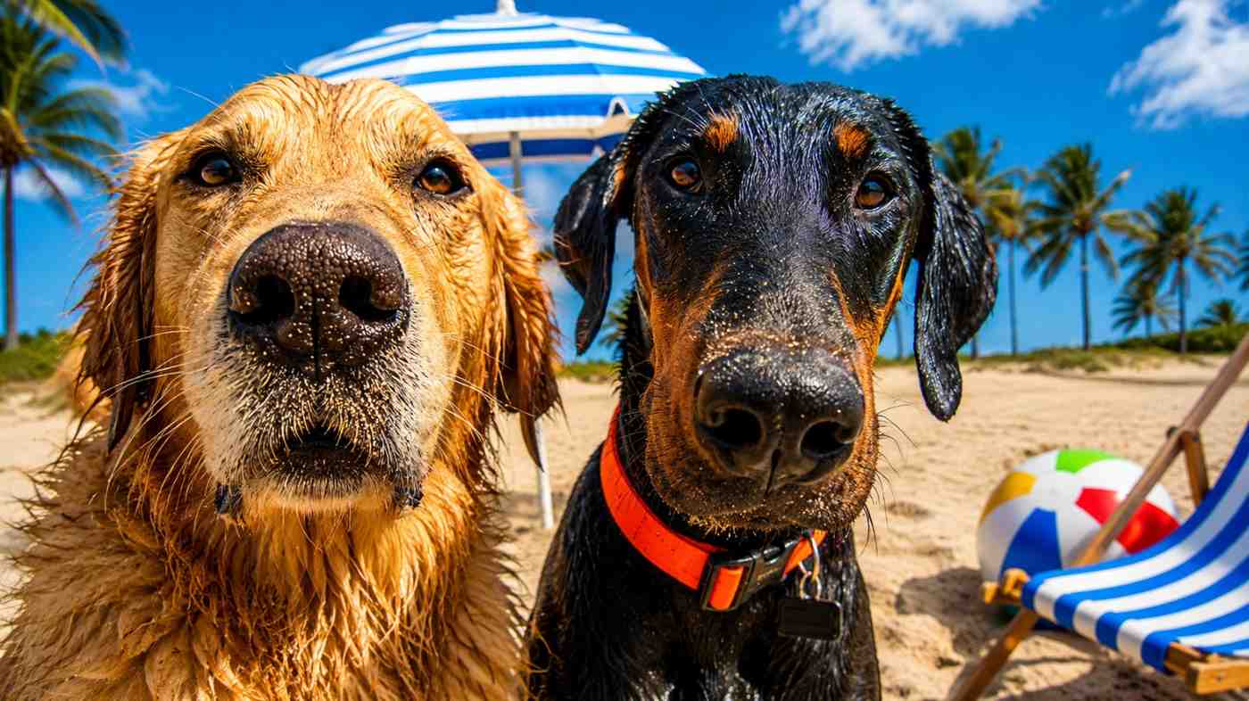 My dogs try their first beach adventure
