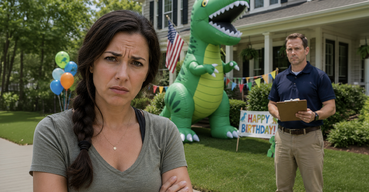 The HOA says my kids’ giant inflatable dinosaur birthday decoration ...
