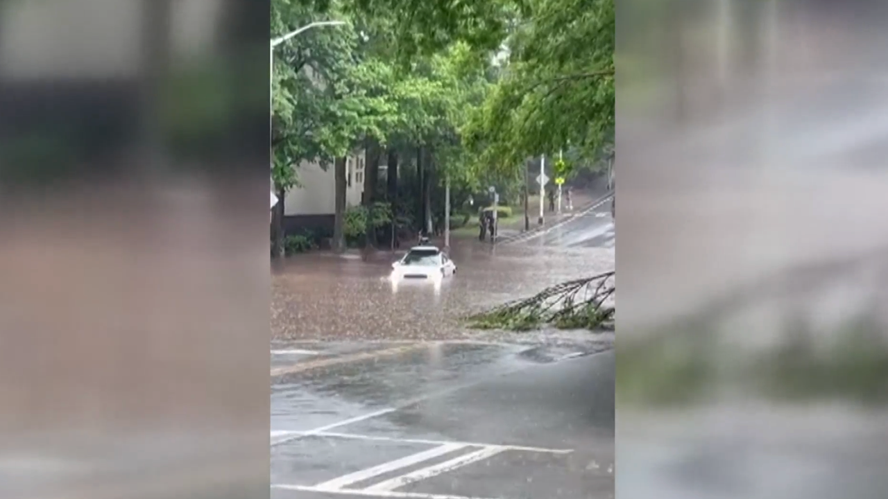 Waymo driverless car gets stuck in Atlanta flash flooding