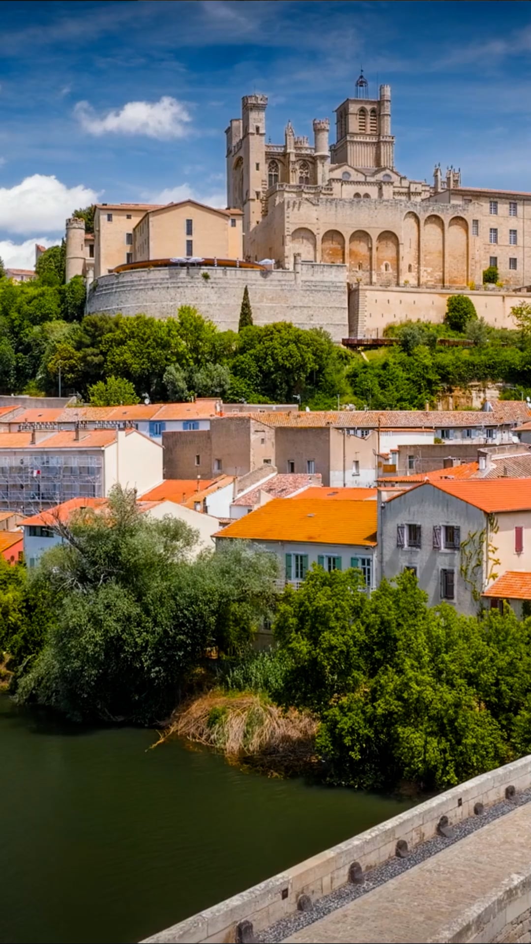 Béziers, France: Drone flight over the Saint-Nazaire Cathedral