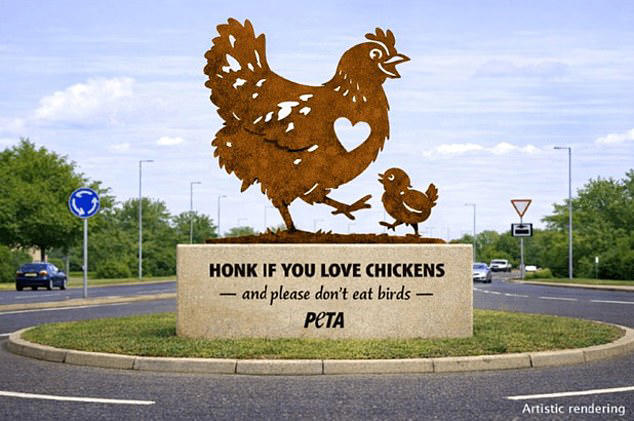 Outrage as animal rights group plans giant chicken statue on roundabout ...