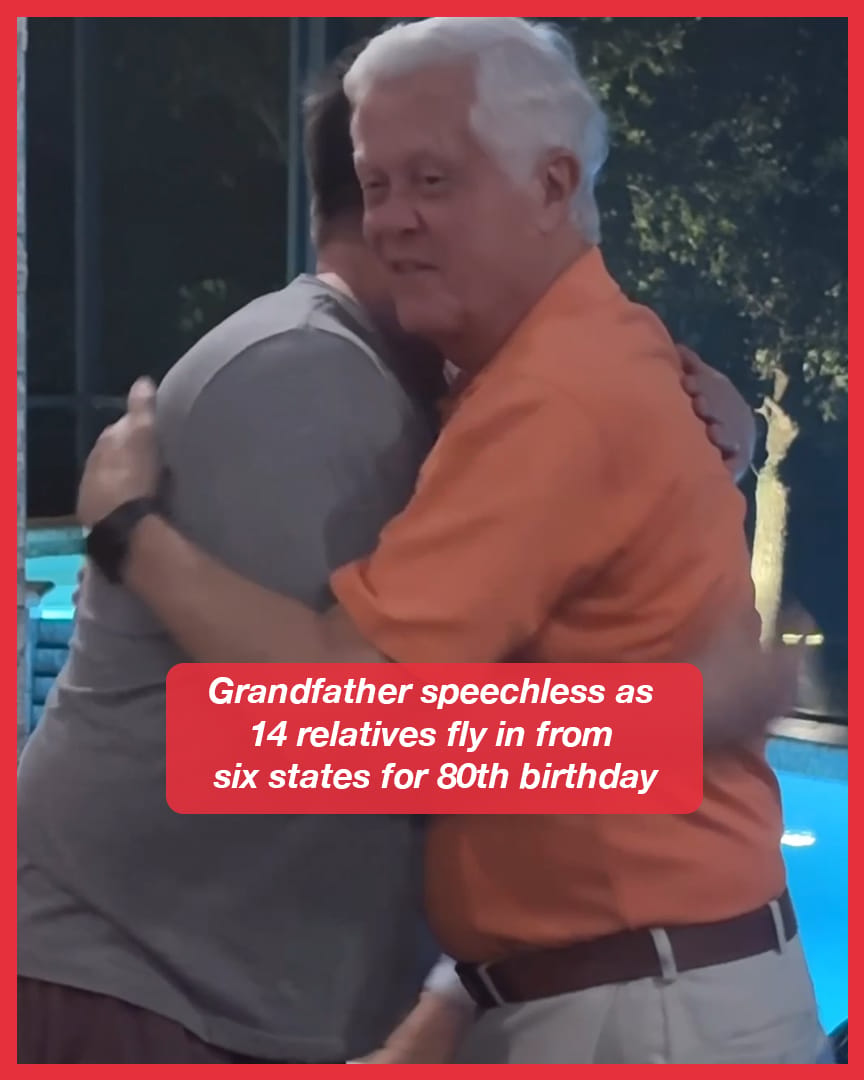 Grandfather speechless as 14 relatives fly in from six states for 80th ...