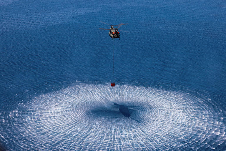 RAF Chinooks train for Cyprus wildfire season