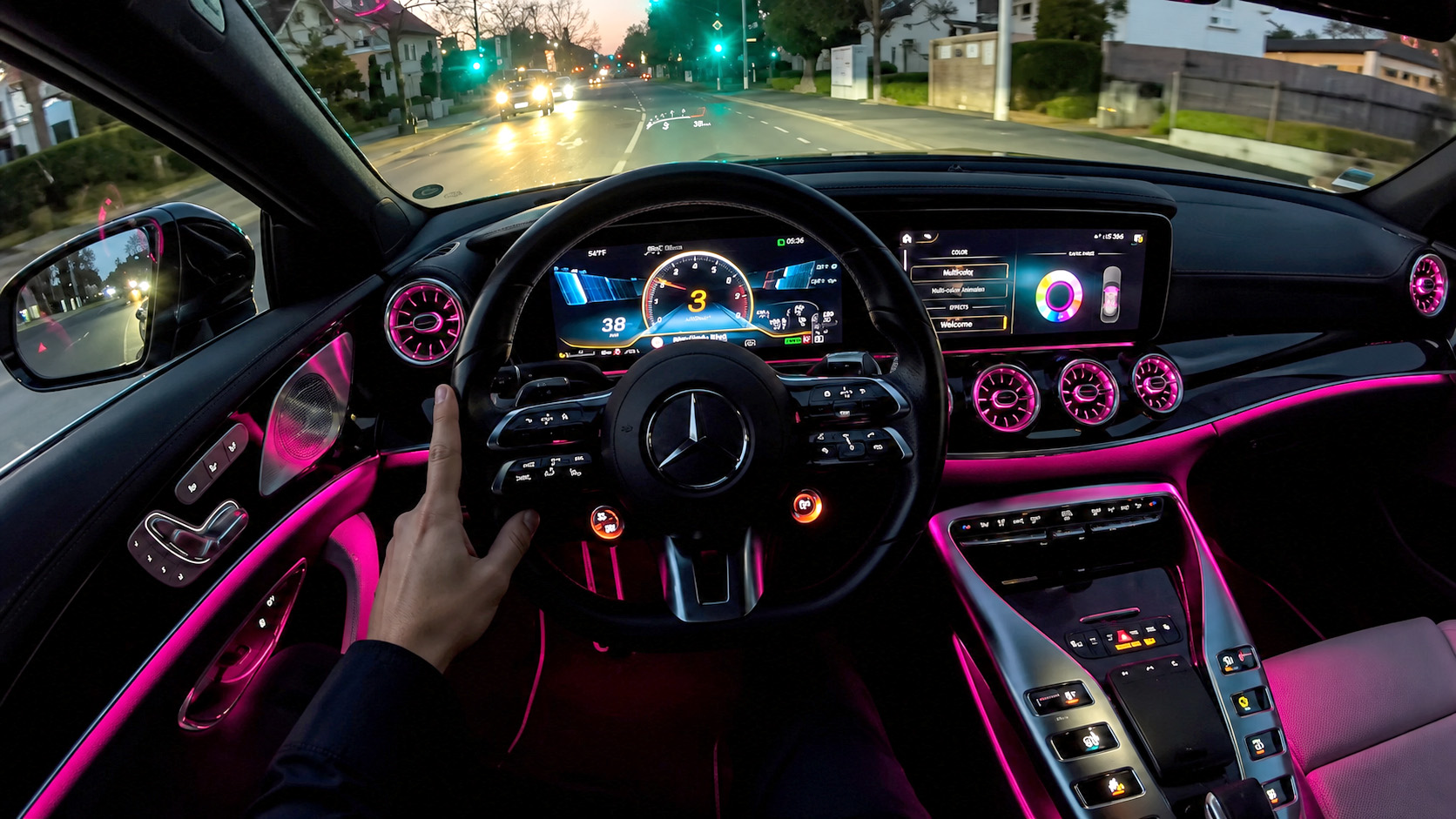 Mercedes AMG GT53 POV drive shows luxury and sporty ambience