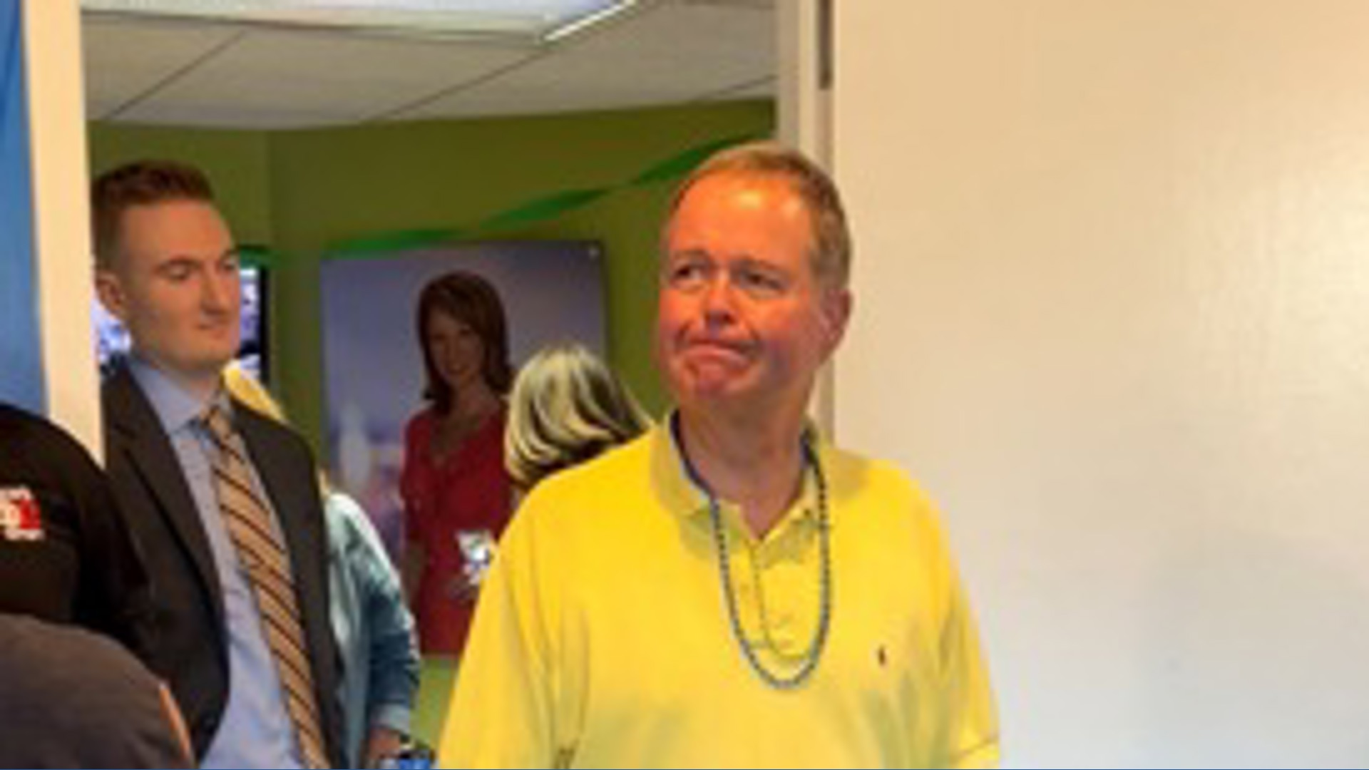Ed Matthews walks into his retirement party at WFMY News 2