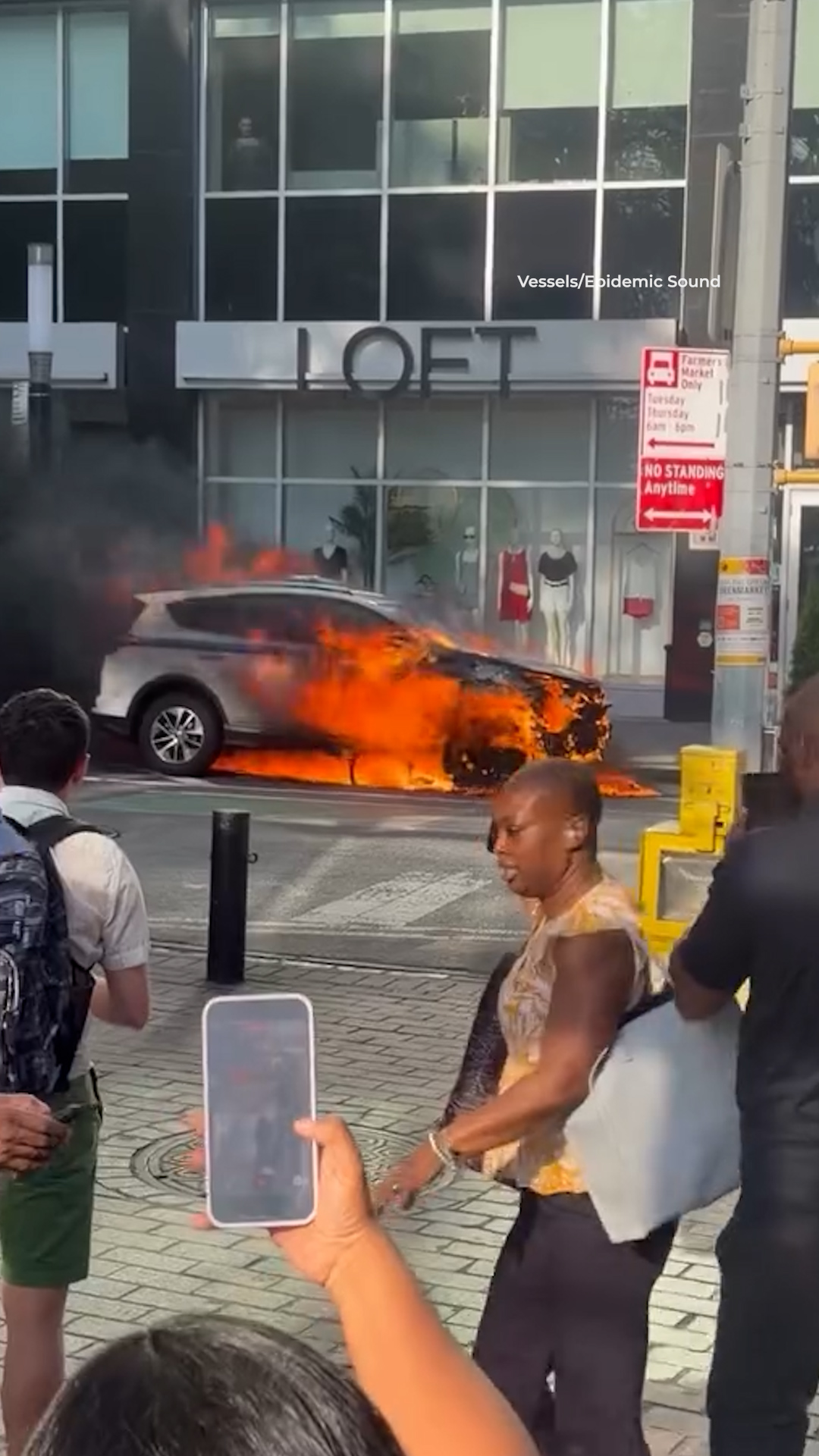 Car erupts into massive fireball outside MTA building in Manhattan