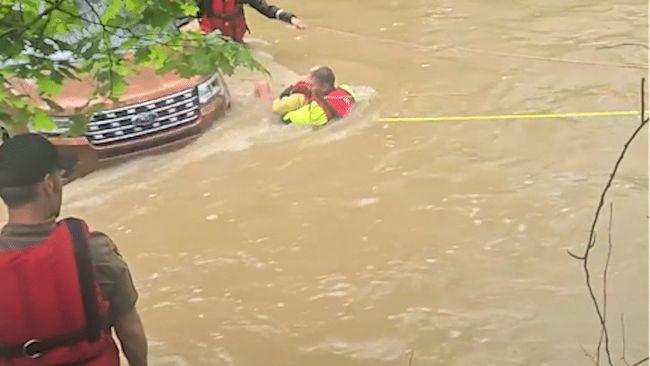 Dramatic rescue saves high schooler and grandparents from fast-moving creek