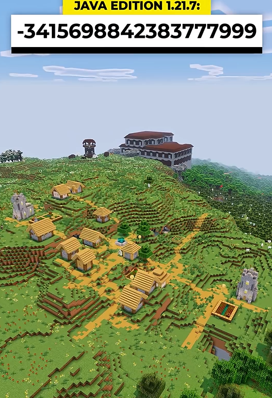 Minecraft seed woodland mansion pillager outpost and village near spawn
