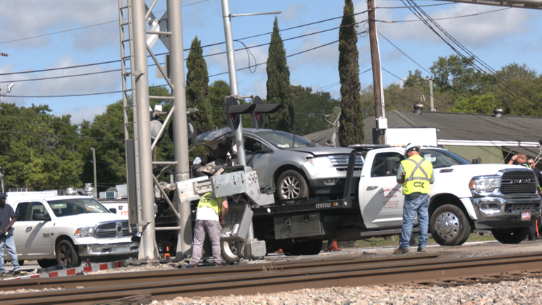 Train strikes vehicle on Remount Road