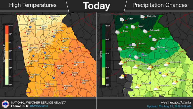 Hail, heavy winds possible with soaking GA storms: Latest forecast