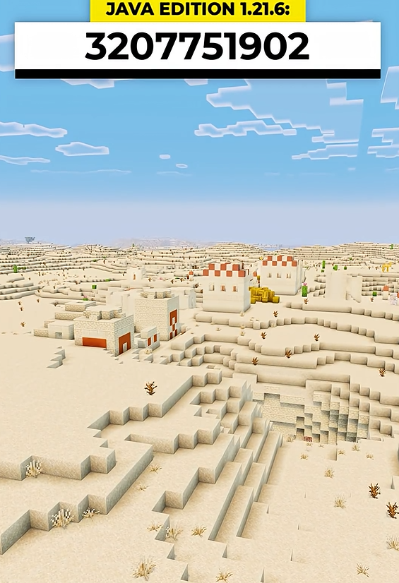 Minecraft desert temple village seed with rare loot and structures