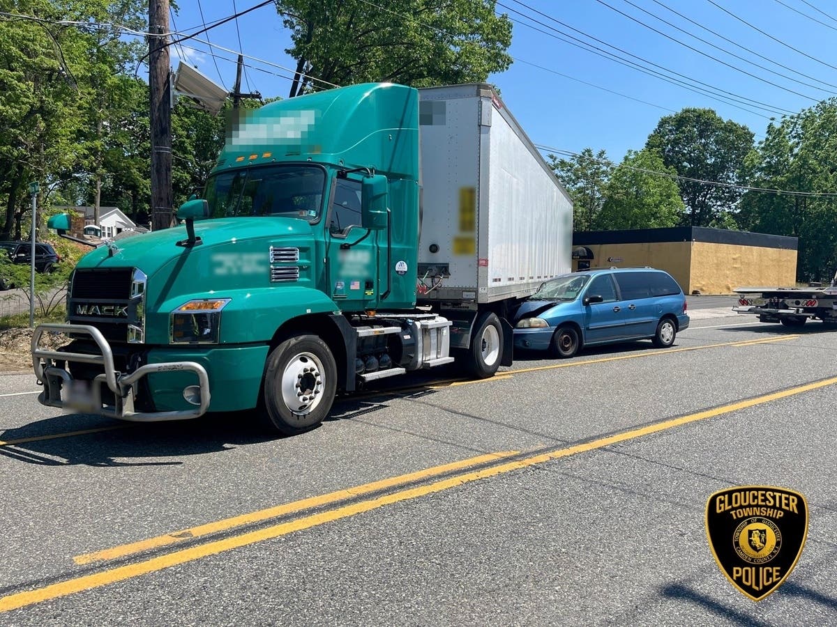 Truck crushes van after collision in Gloucester Township: Police