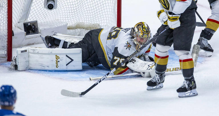 Carter Hart locked in as Golden Knights steal WCF opener on the road