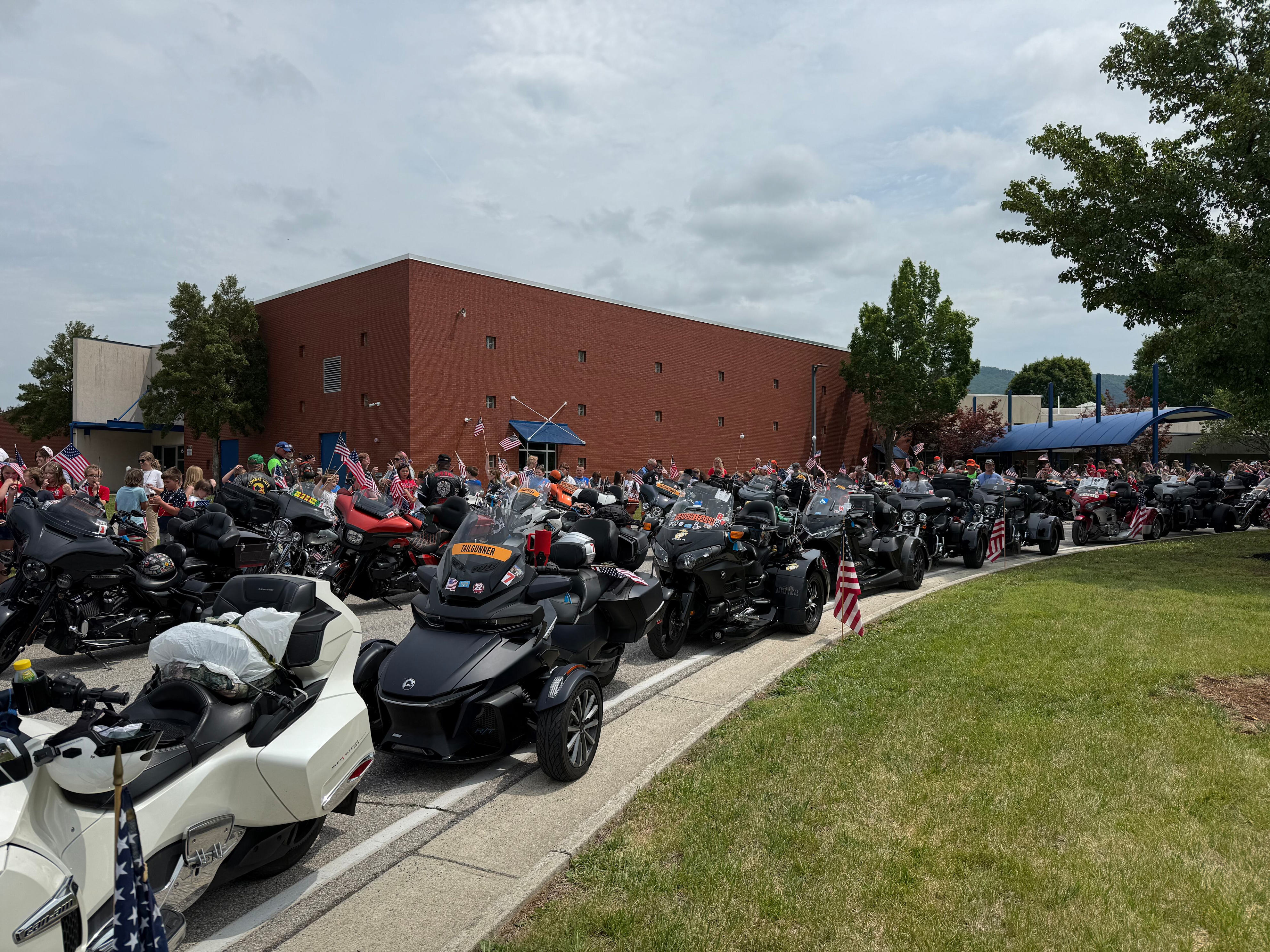 Run for the Wall bikers stop by Montvale Elementary School