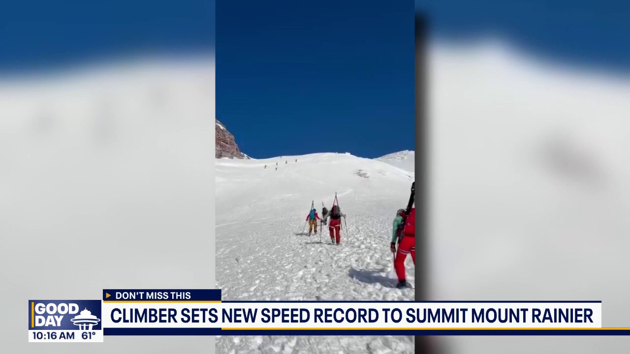 Climber sets new speed record to summit WA's Mount Rainier