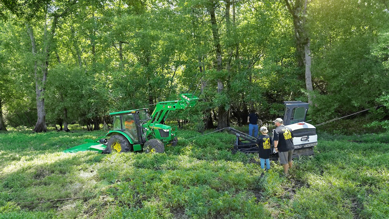 Recovering a tractor from a river bed