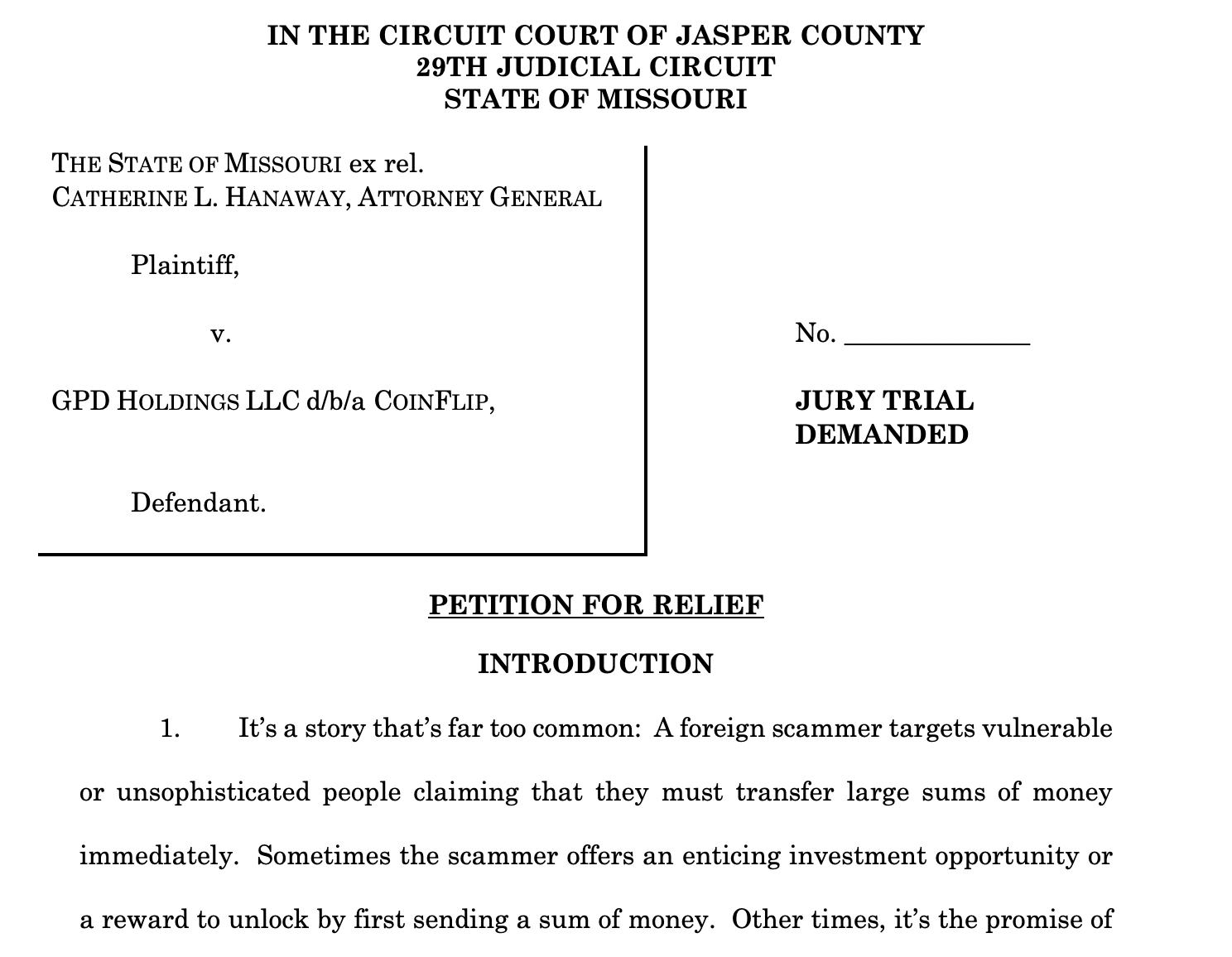 Missouri AG sues crypto ATM operator CoinFlip, alleging fraud
