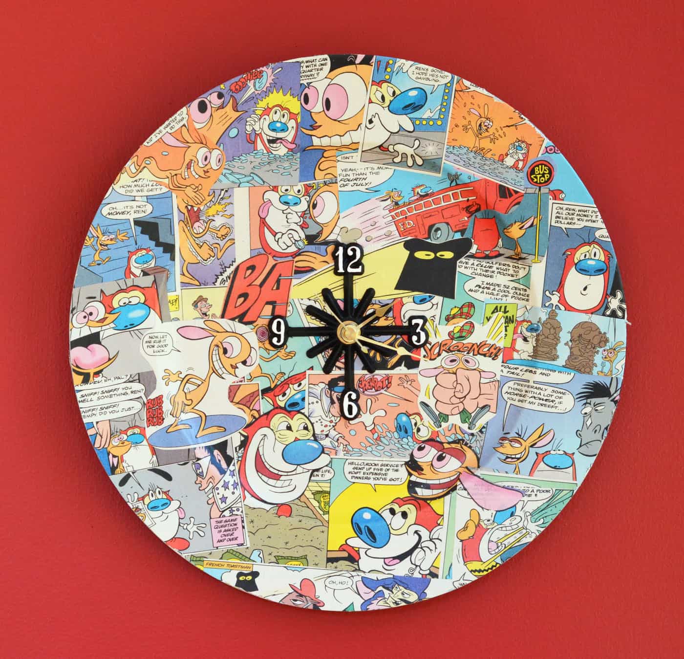 Comic book clock from a charger