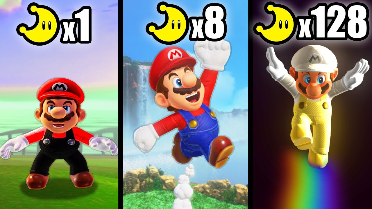 Mario jumps much higher after every moon collected in Odyssey