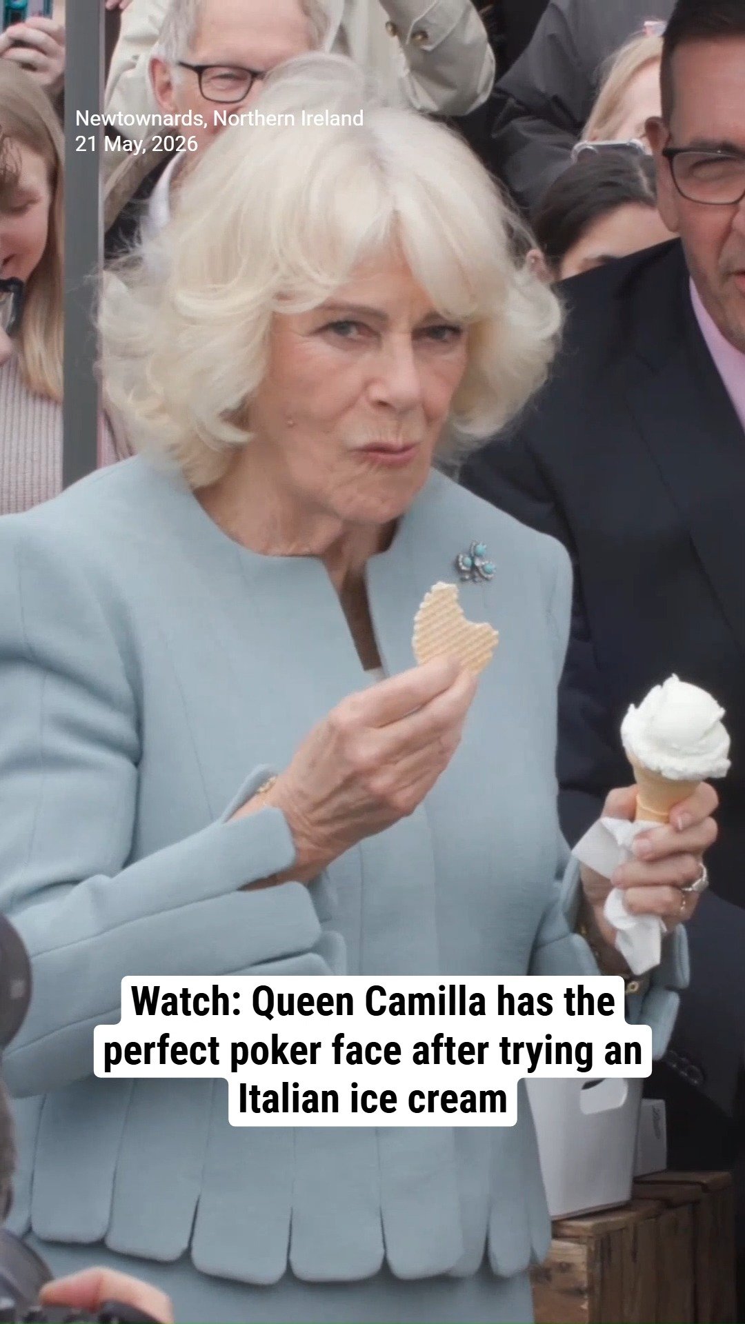 Watch: Queen Camilla has the perfect poker face after trying an Italian ...