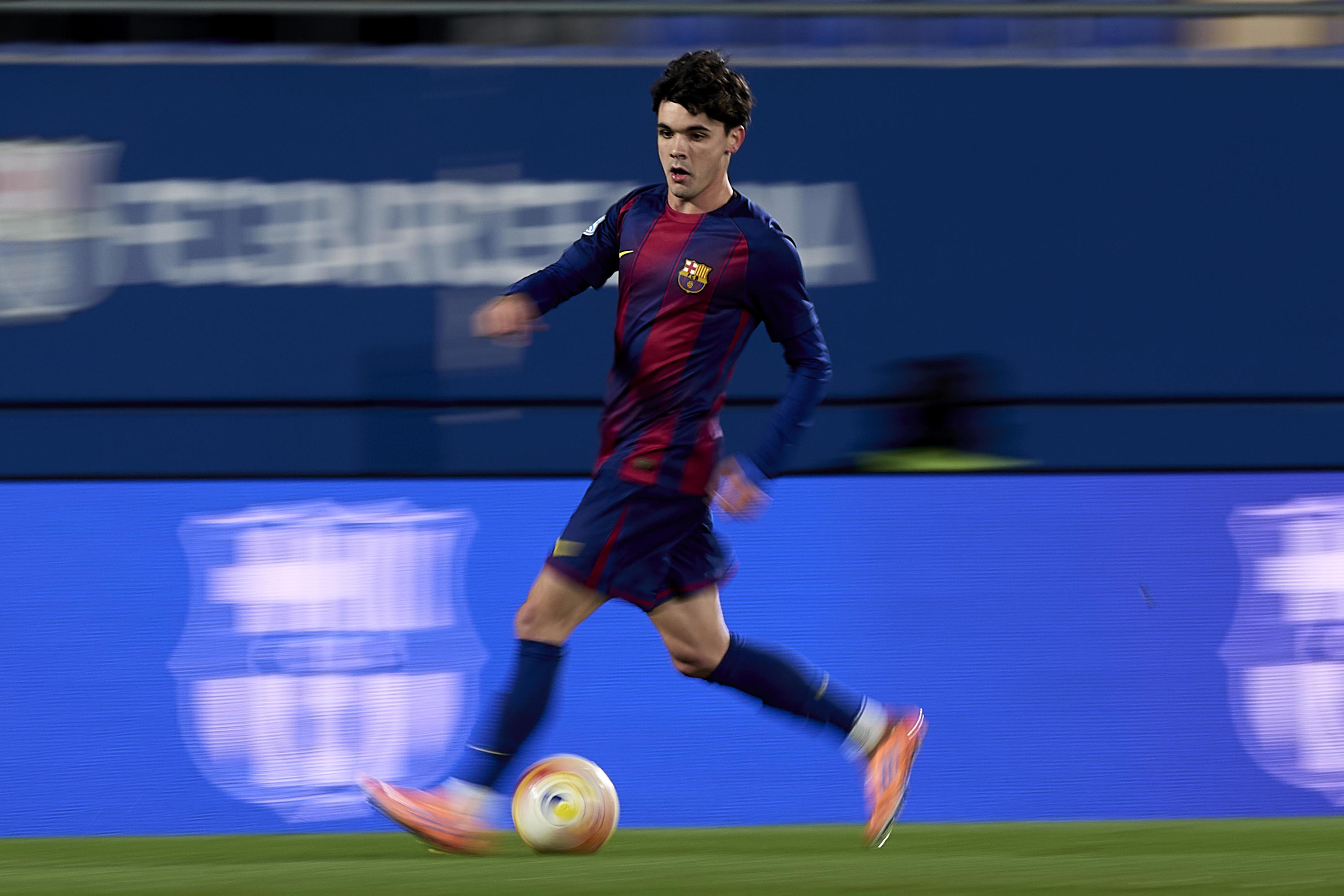 Hansi Flick takes a check on La Masia right-back in Barcelona training