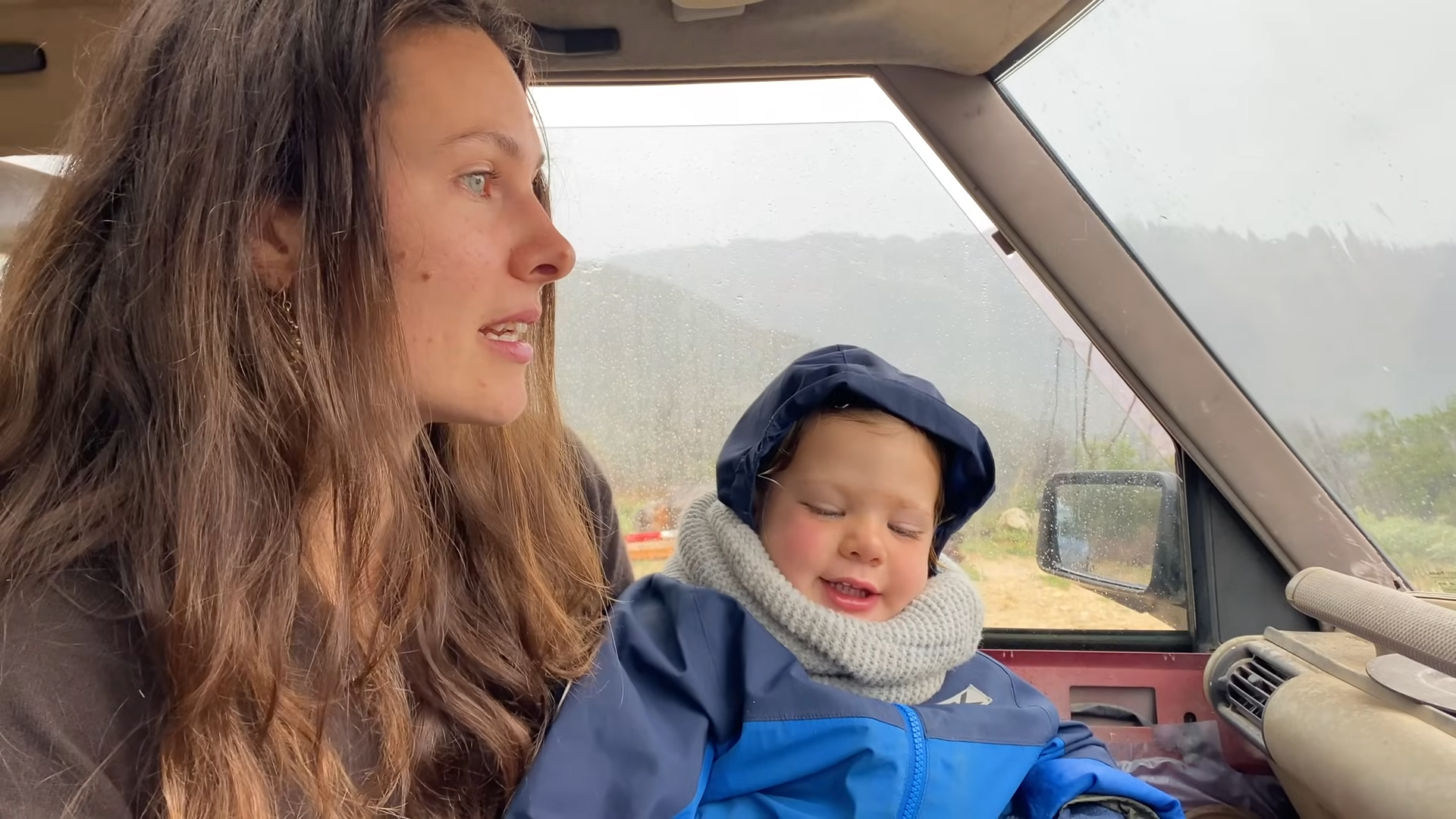 Sheltering inside a vehicle while weather turns extreme
