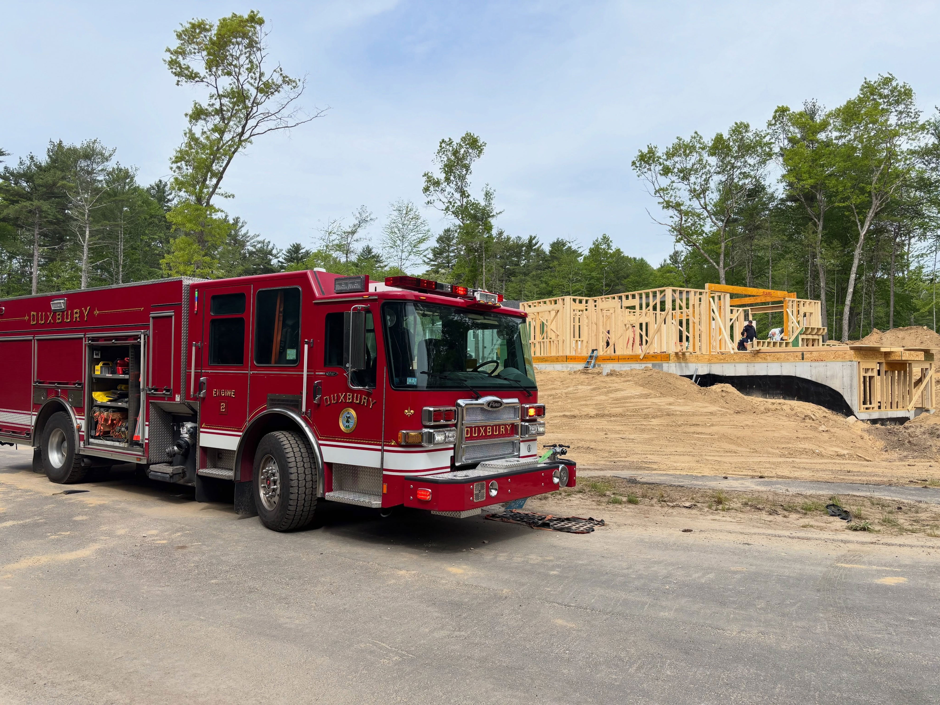 Two people hospitalized after wall collapse at construction site in Duxbury