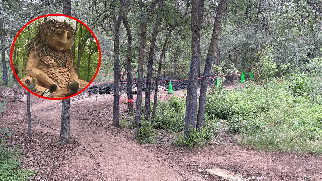 Pease Park troll sculpture reduced to ashes after fire; investigation ...