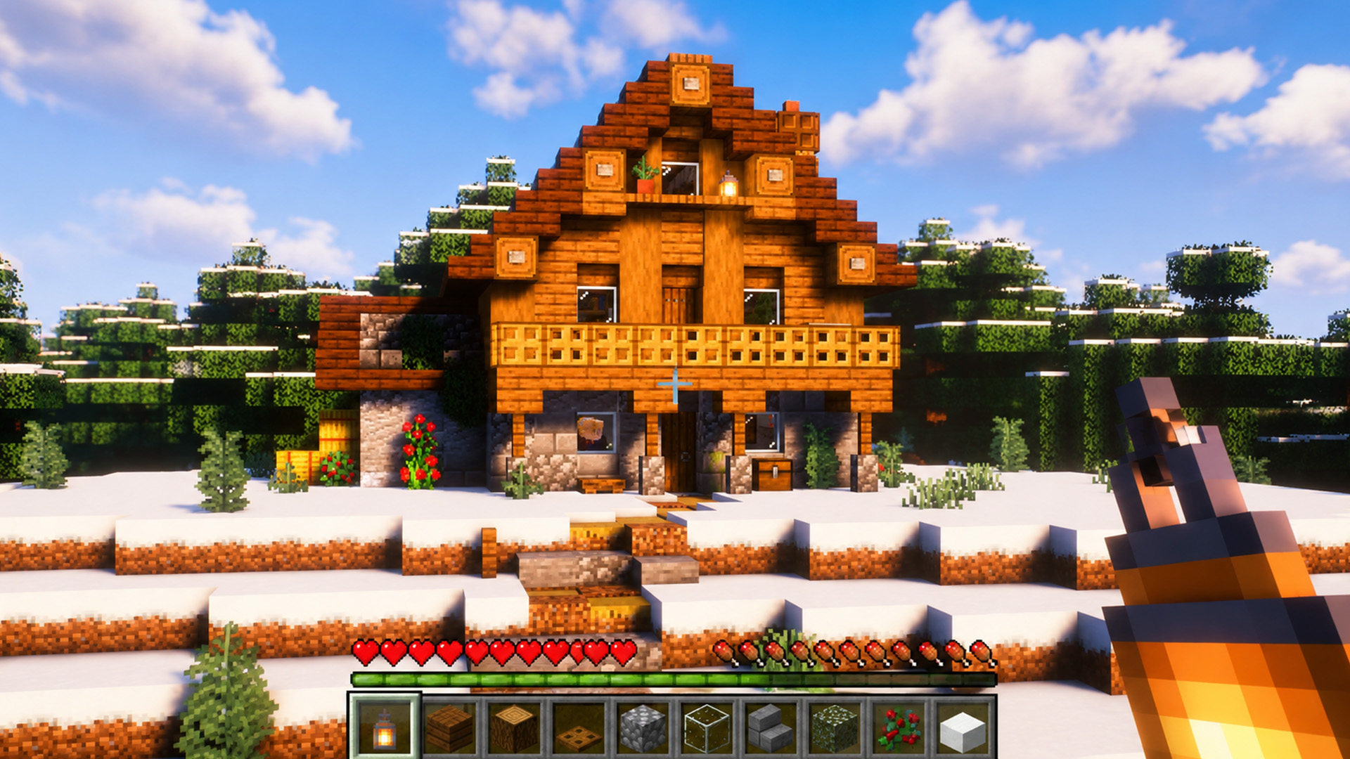 A cozy winter base with balcony and storage space