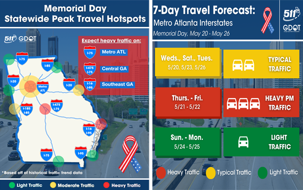 Georgia DOT suspends interstate lane closures ahead of busy Memorial ...
