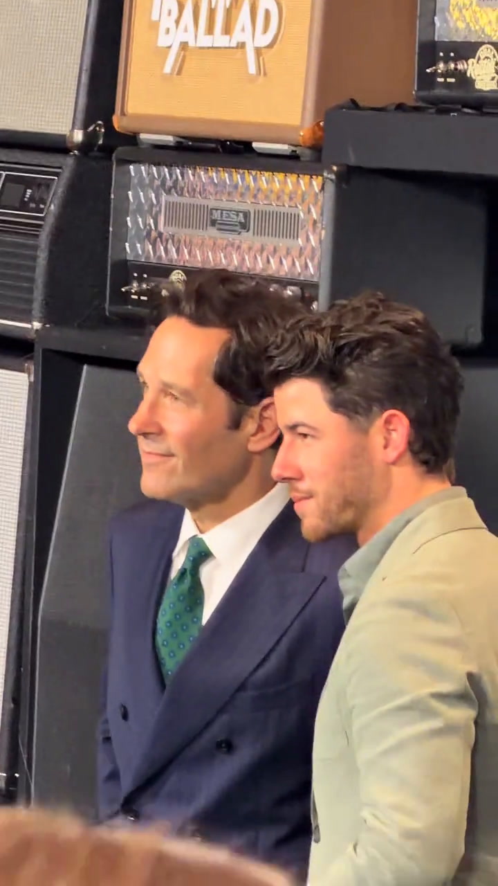 A new duo: Nick Jonas and Paul Rudd pose for photos