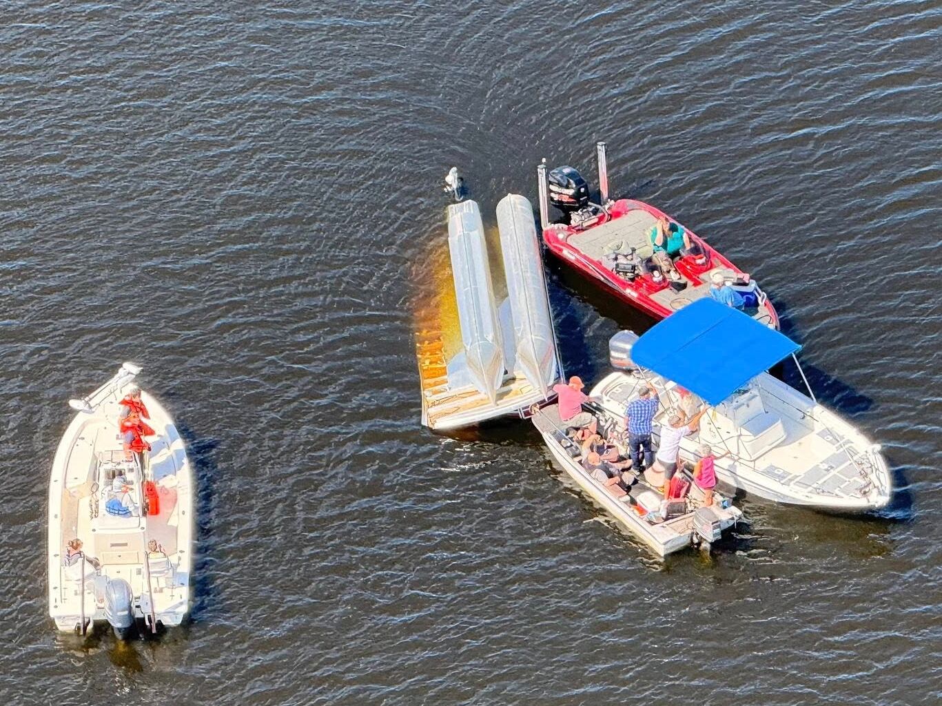 Three people rescued after boat crash capsizes pontoon boat in the St ...
