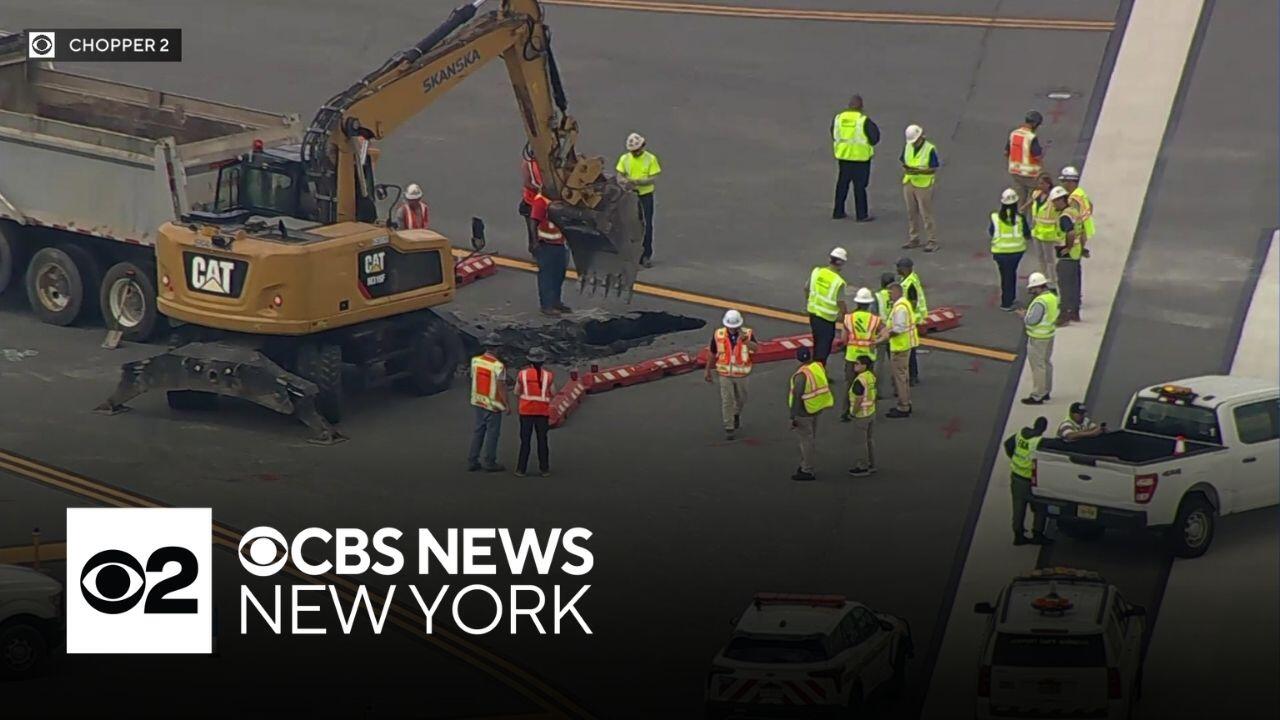 LaGuardia runway sinkhole repairs ongoing as flights disrupted