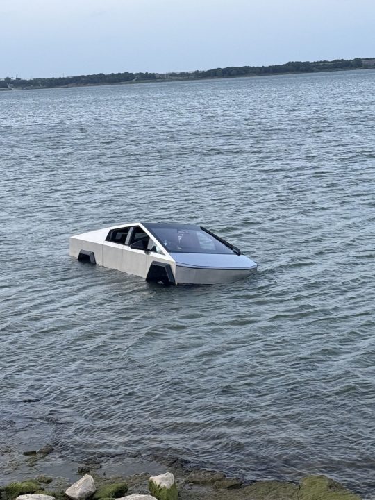 Tesla driver intentionally drives Cybertruck into lake to test 'Wade ...