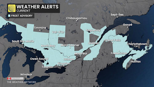 From 30 degrees to frosty, a big change sweeps Eastern Canada