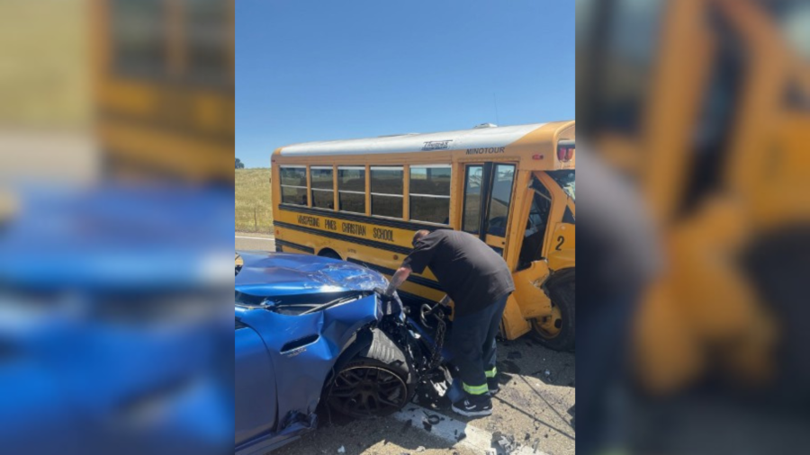 One person hurt in head-on crash involving school bus off Scott Road