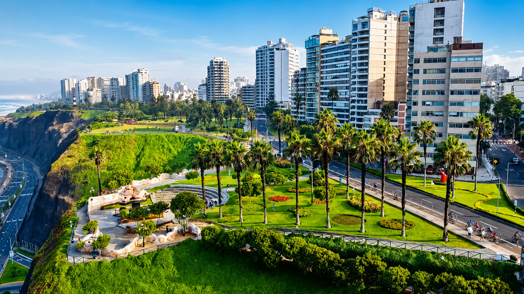 Lima’s green cliffside parks overlooking the Pacific Ocean