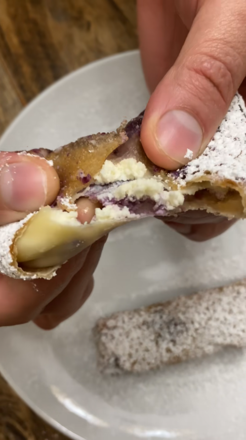 Blueberry cheesecake egg rolls with a perfect crispy finish