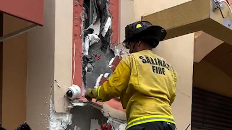 Alleged burglar rescued after reported break-in failure leaves him ...
