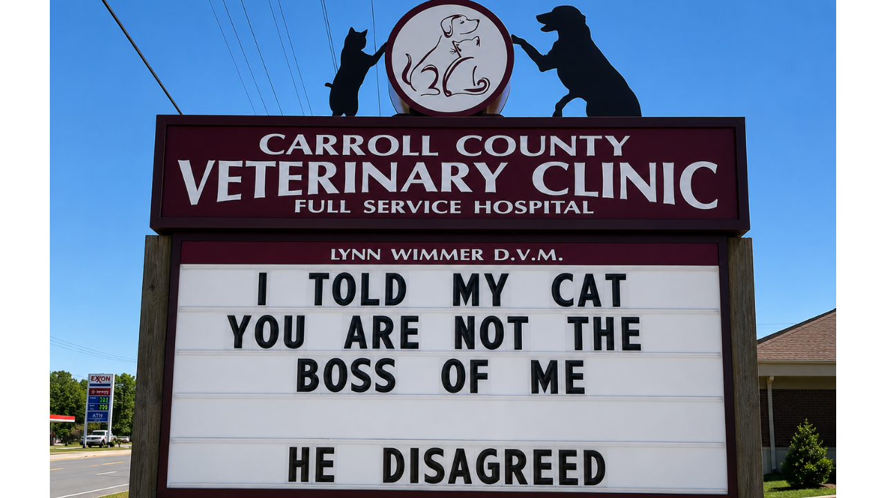 10 humorous veterinary clinic signs that bring laughs to pet visits