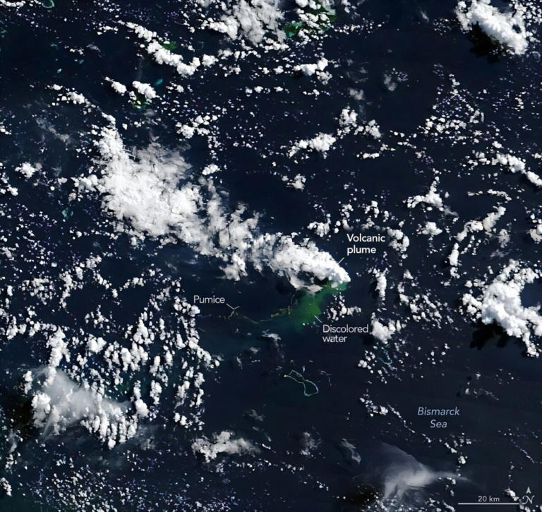 NASA satellites capture rare volcano eruption in the Bismarck Sea ...