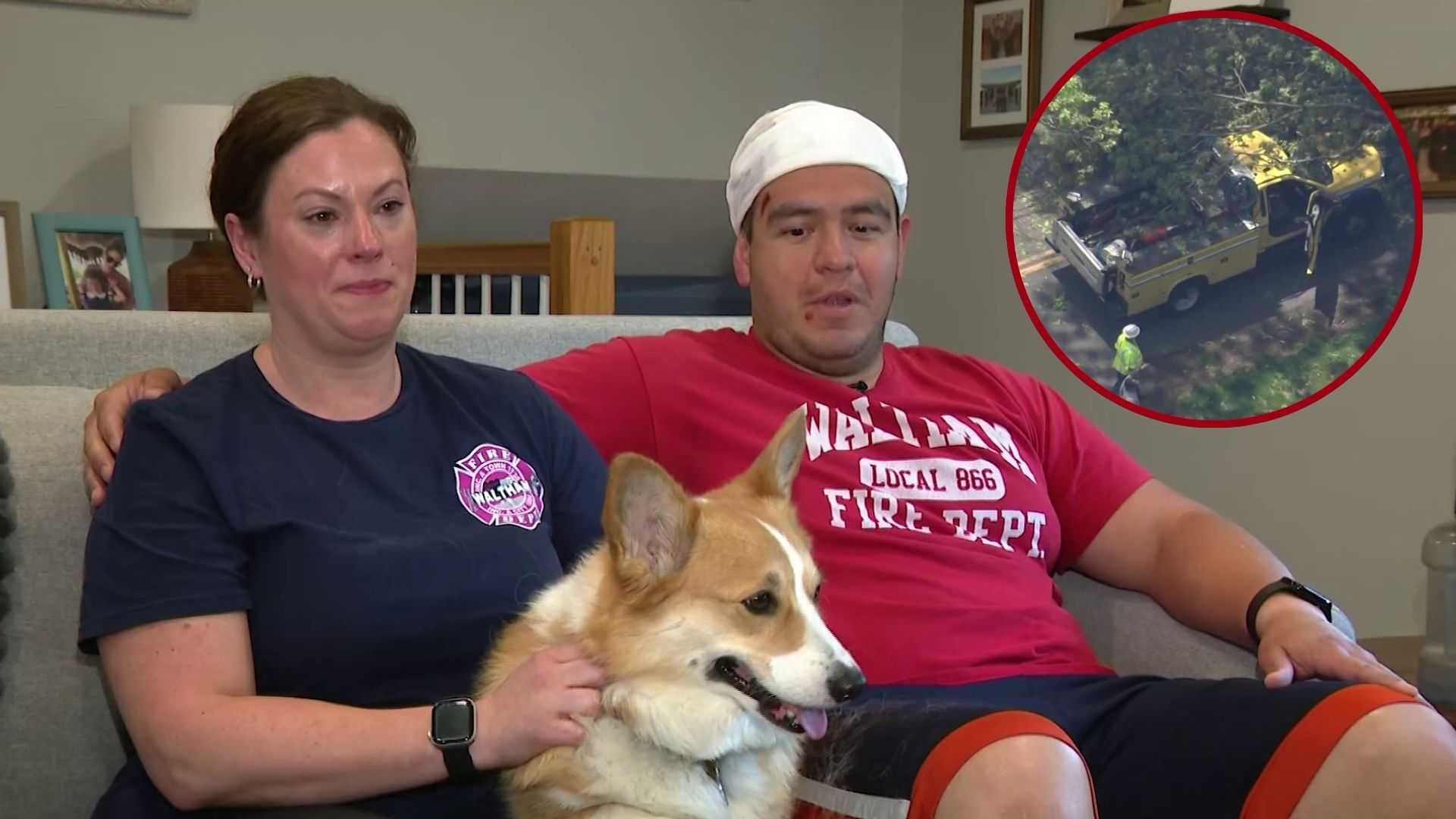 Firefighter hurt by falling tree limb praised for 'courageous actions'