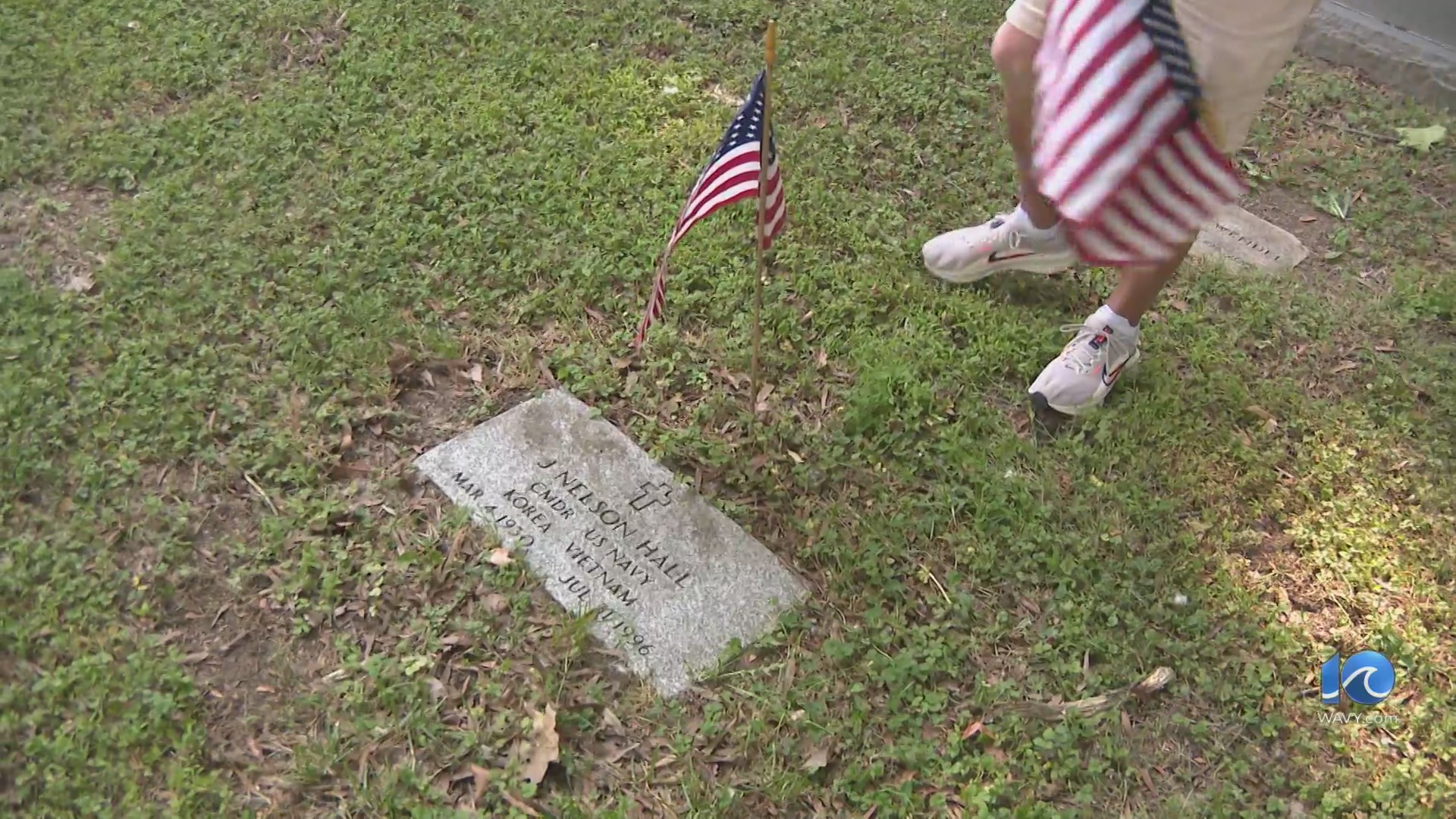 Flags placed to honor veterans at Cedar Grove Cemetery