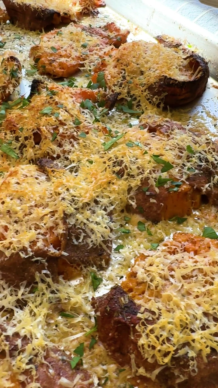Crispy smashed sweet potatoes