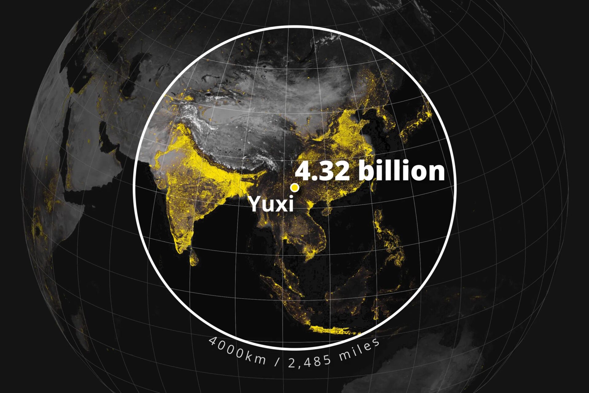 The Yuxi Circle: the small space where most of the world's population lives