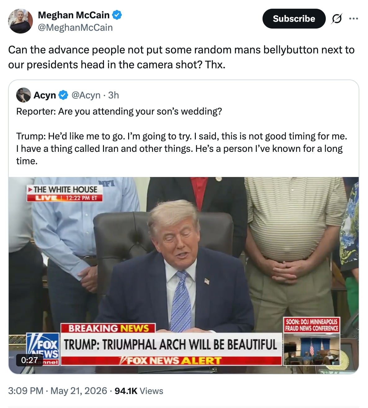 Meghan McCain slammed for body-shaming White House guest