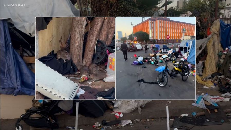 LAPD police video shows rat-infested homeless encampment