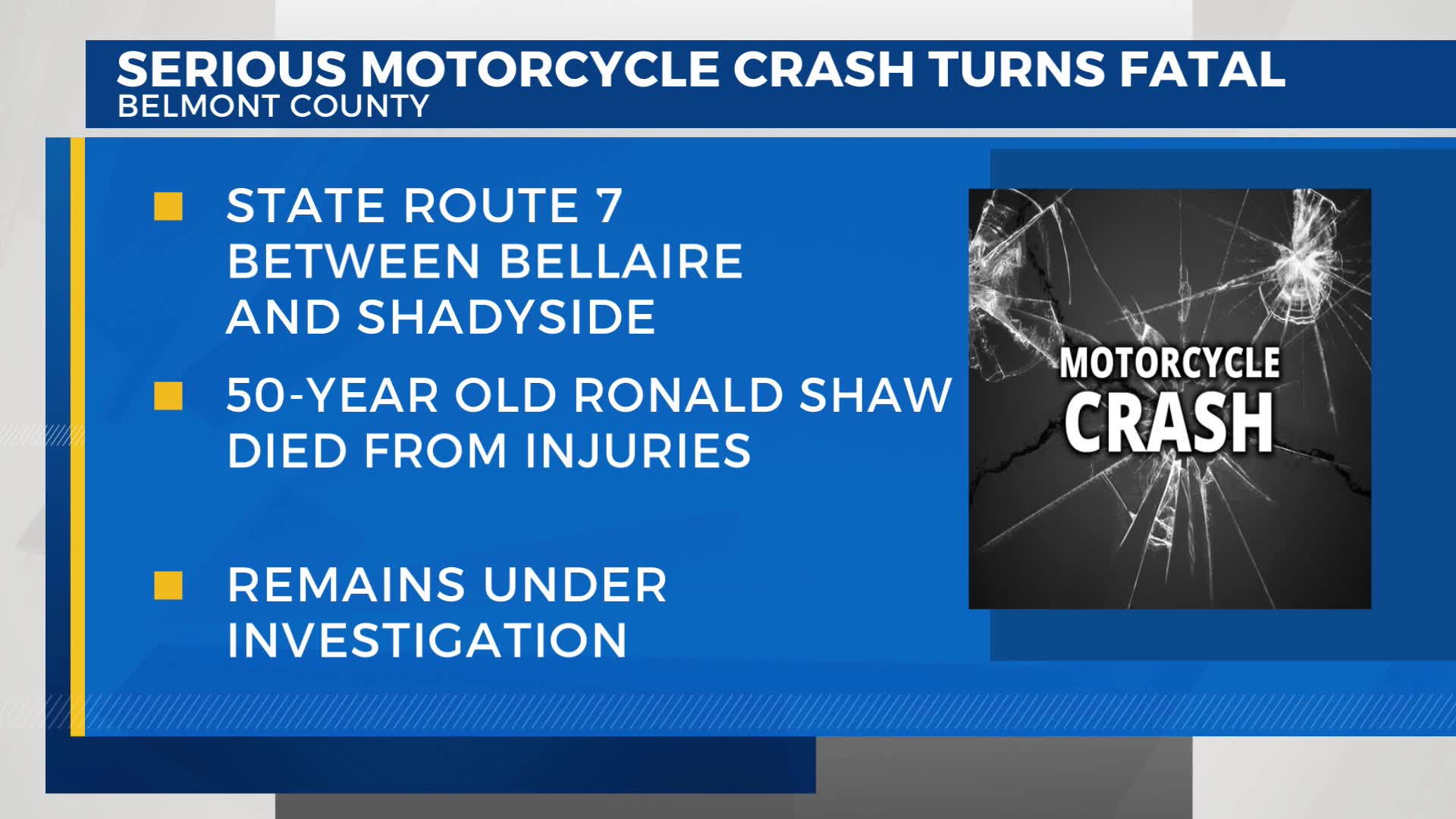 Serious motorcycle crash in Belmont County turns fatal after rider dies ...