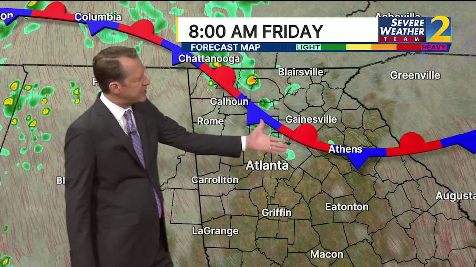 Stationary front keeps showers in the forecast