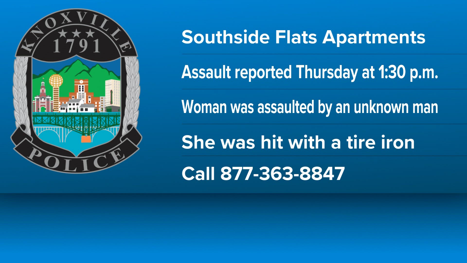 Knoxville police searching for suspect after woman attacked with tire ...
